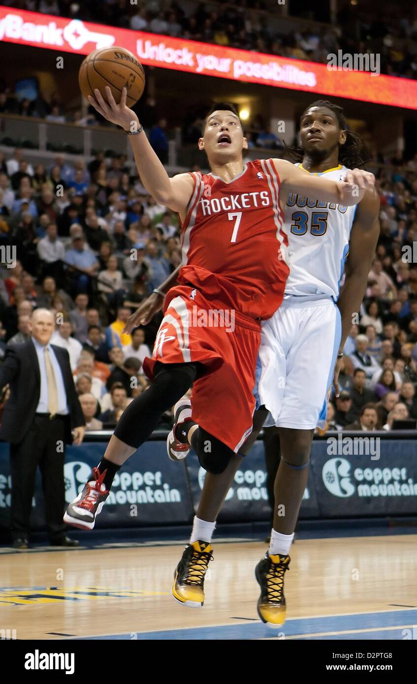Denver, Colorado, USA. 30th January 2013. Rockets JEREMY LINN, center ...