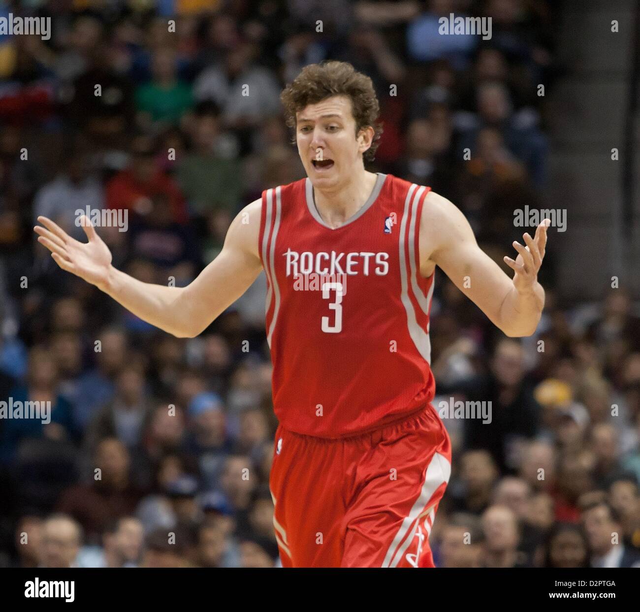Denver, Colorado, USA. 30th January 2013. Houston Rockets OMER ASIK ...