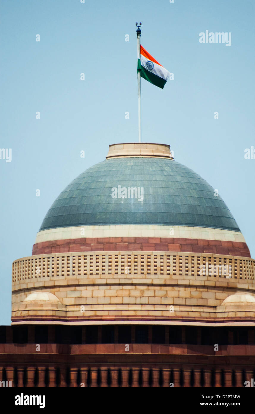 Indian flag over a government building, Rashtrapati Bhavan, Rajpath ...