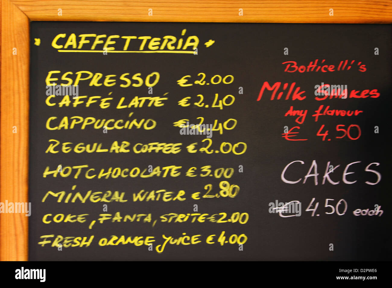 Menu cafeteria hi-res stock photography and images - Alamy