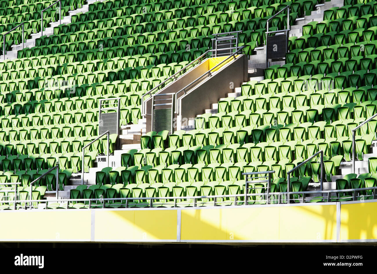 Empty seats in a rugby stadium, Aviva Stadium, Dublin, Republic of ...