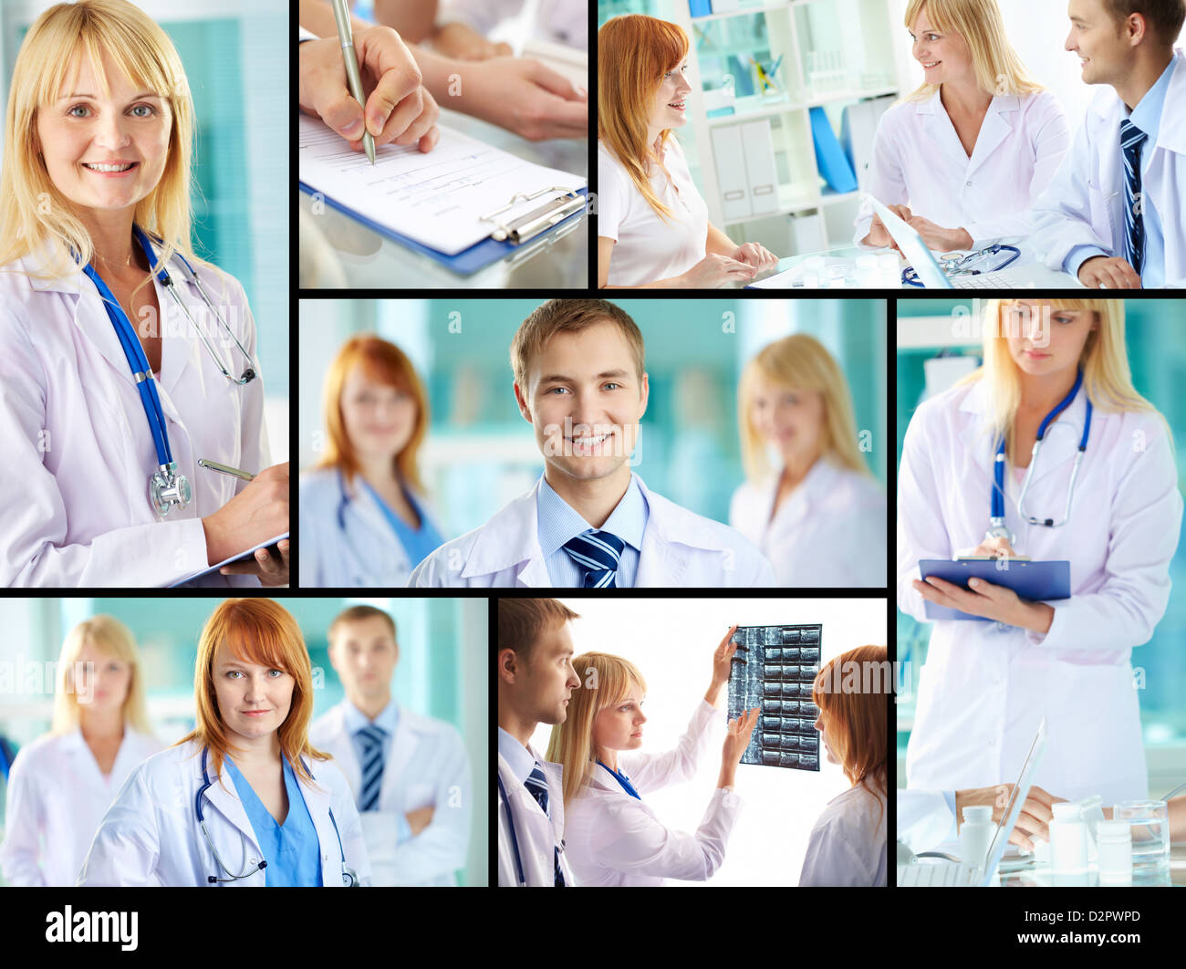 Collage of successful clinicians at work in hospital Stock Photo - Alamy