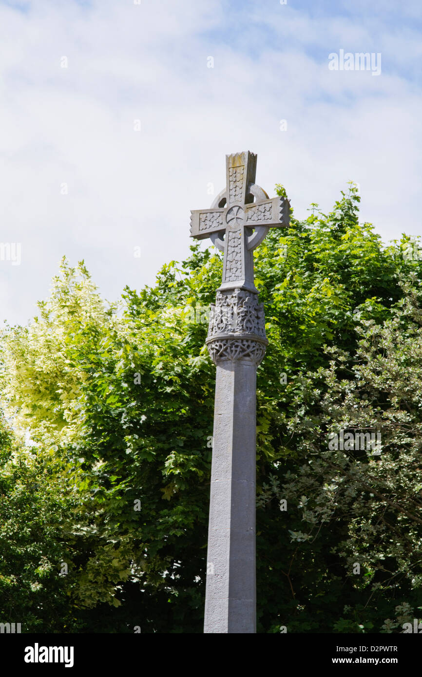 Low angle view of a Celtic cross in a church, Adare, County Limerick ...