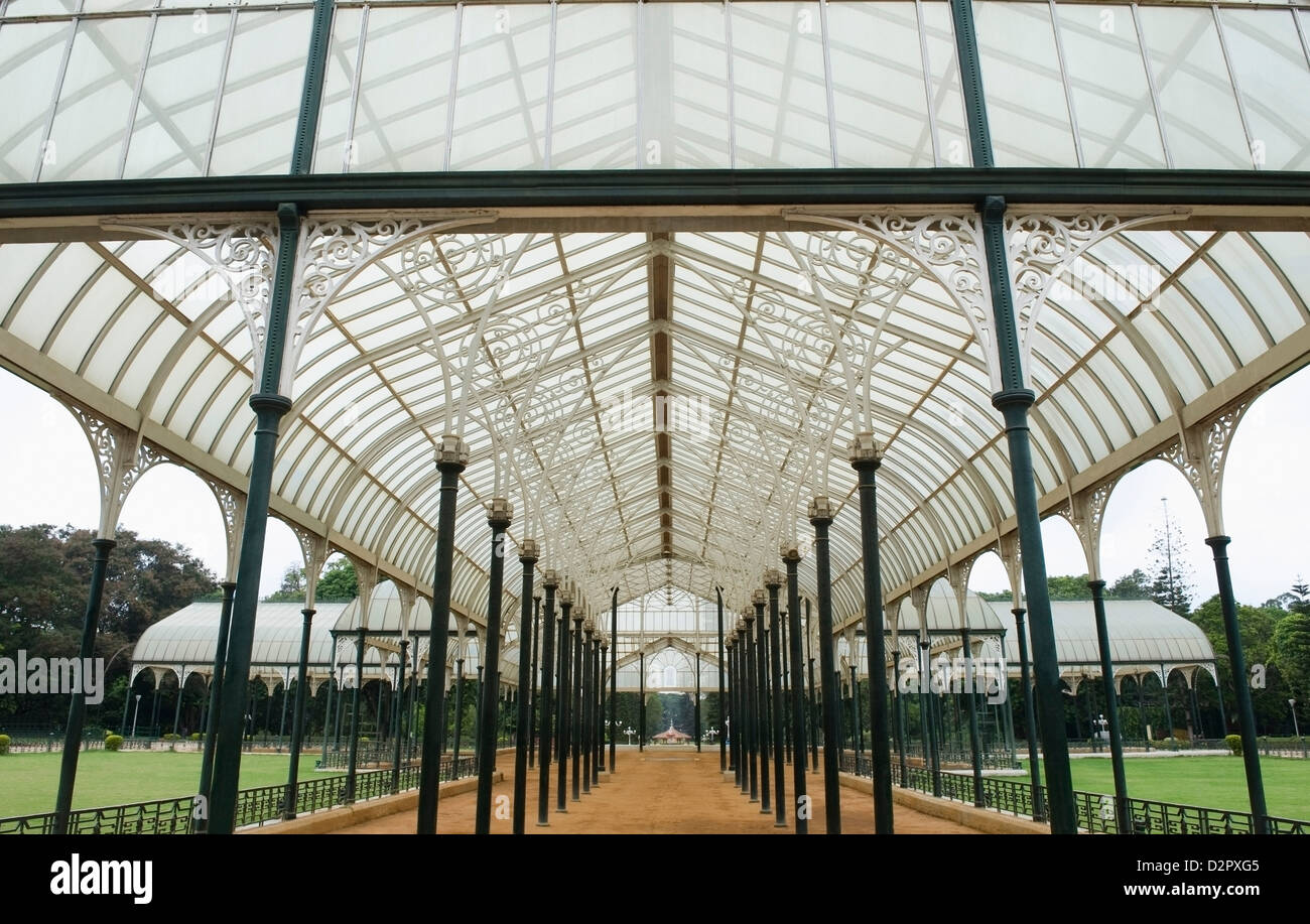 Glass house in a botanical garden, Lal Bagh Botanical Garden, Bangalore ...