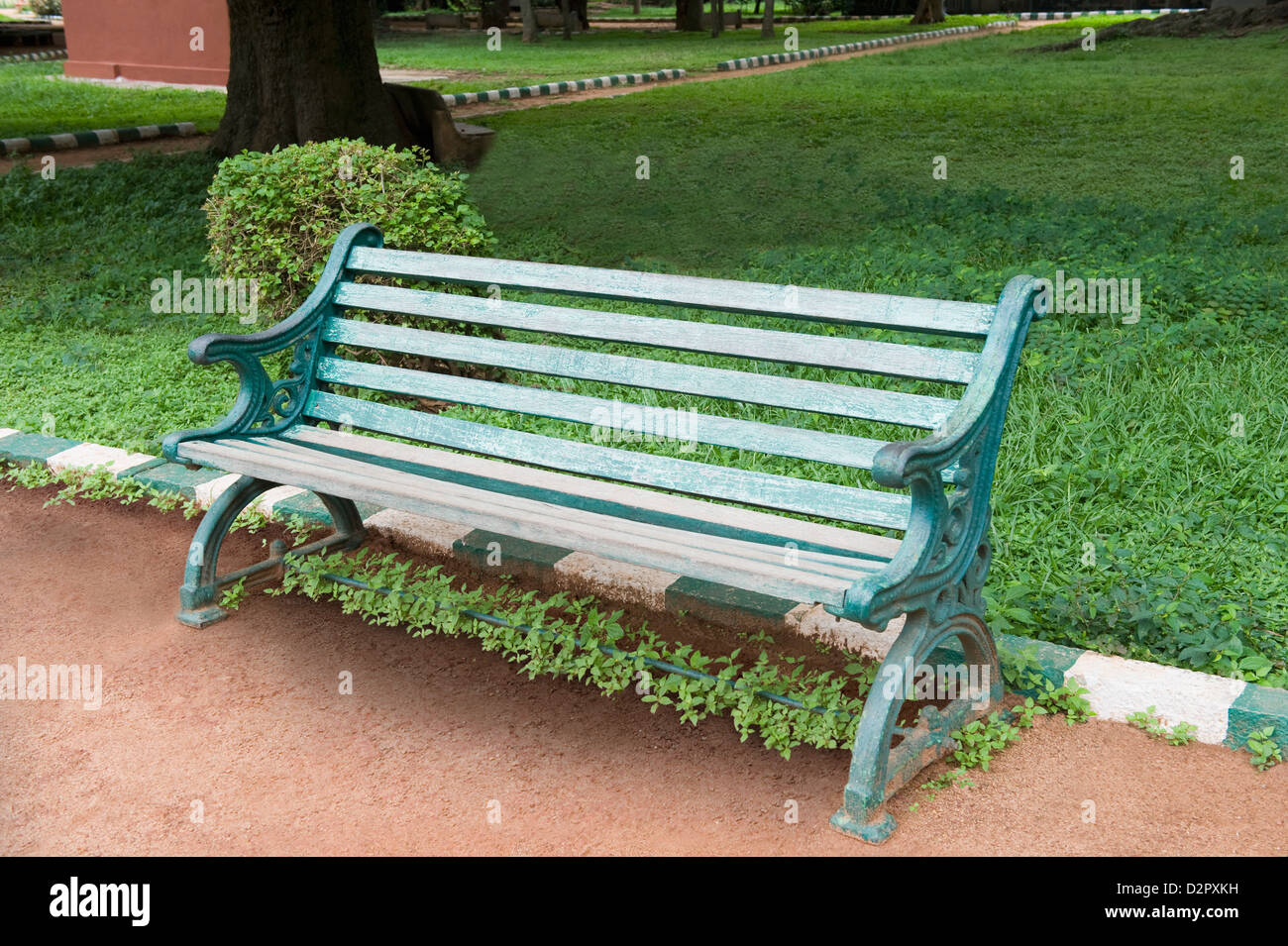 Bench in a botanical garden, Lal Bagh Botanical Garden, Bangalore ...
