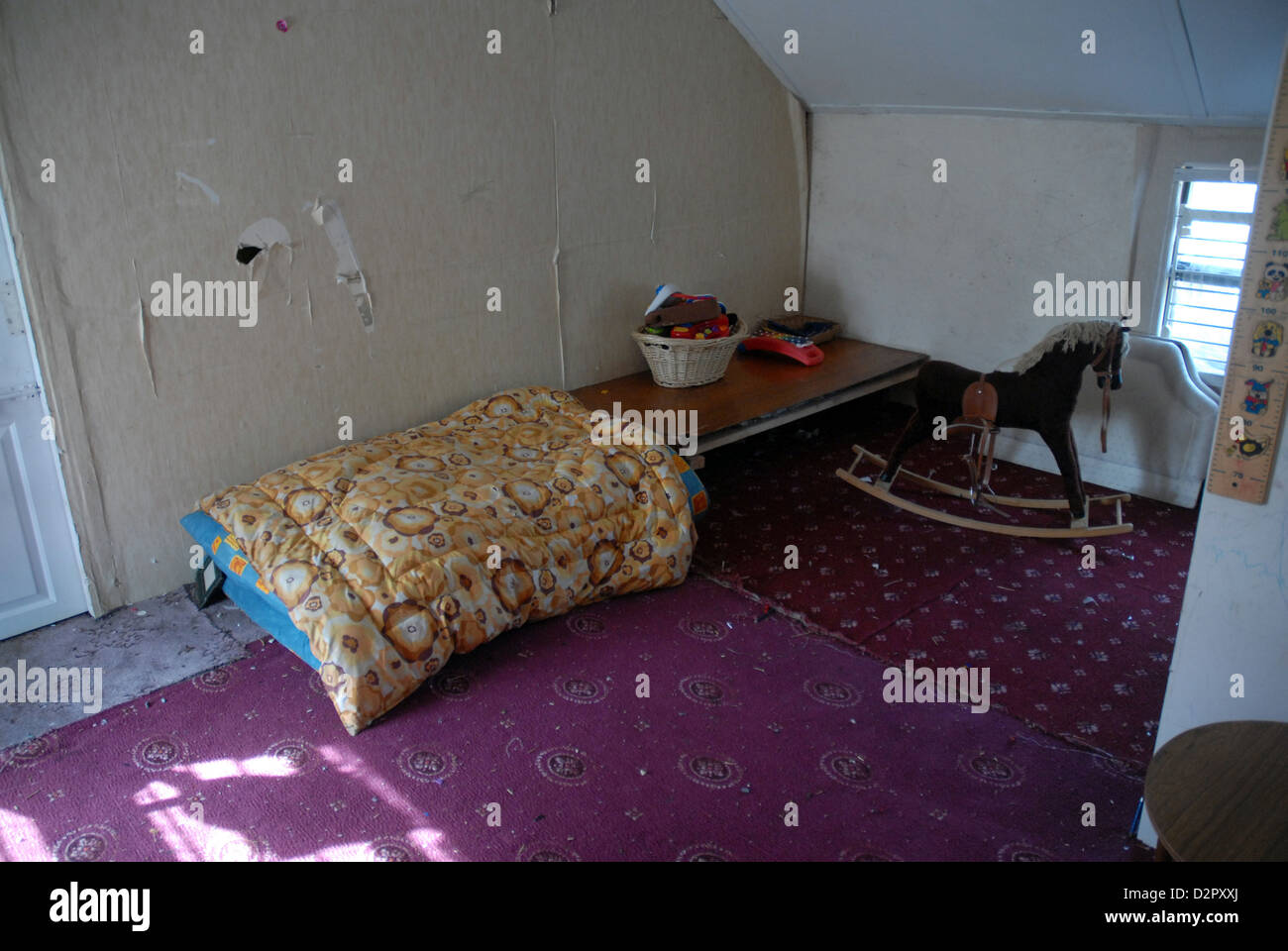 Childs bedroom. Suggests poverty, cruelty, neglect, abuse, unwanted ...