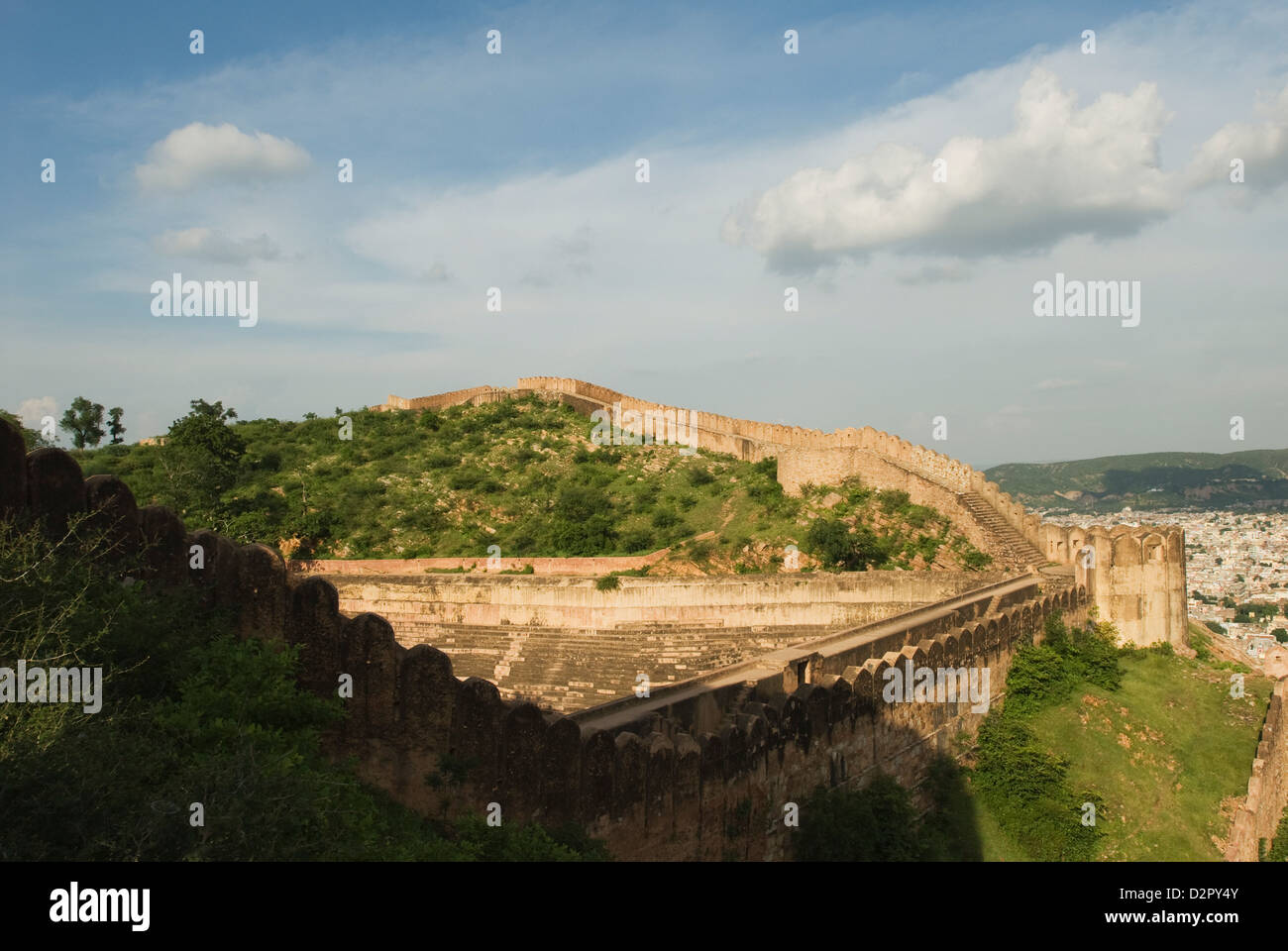 Defensive wall of a fort on the hill, Nahargarh Fort, Jaipur, Rajasthan ...