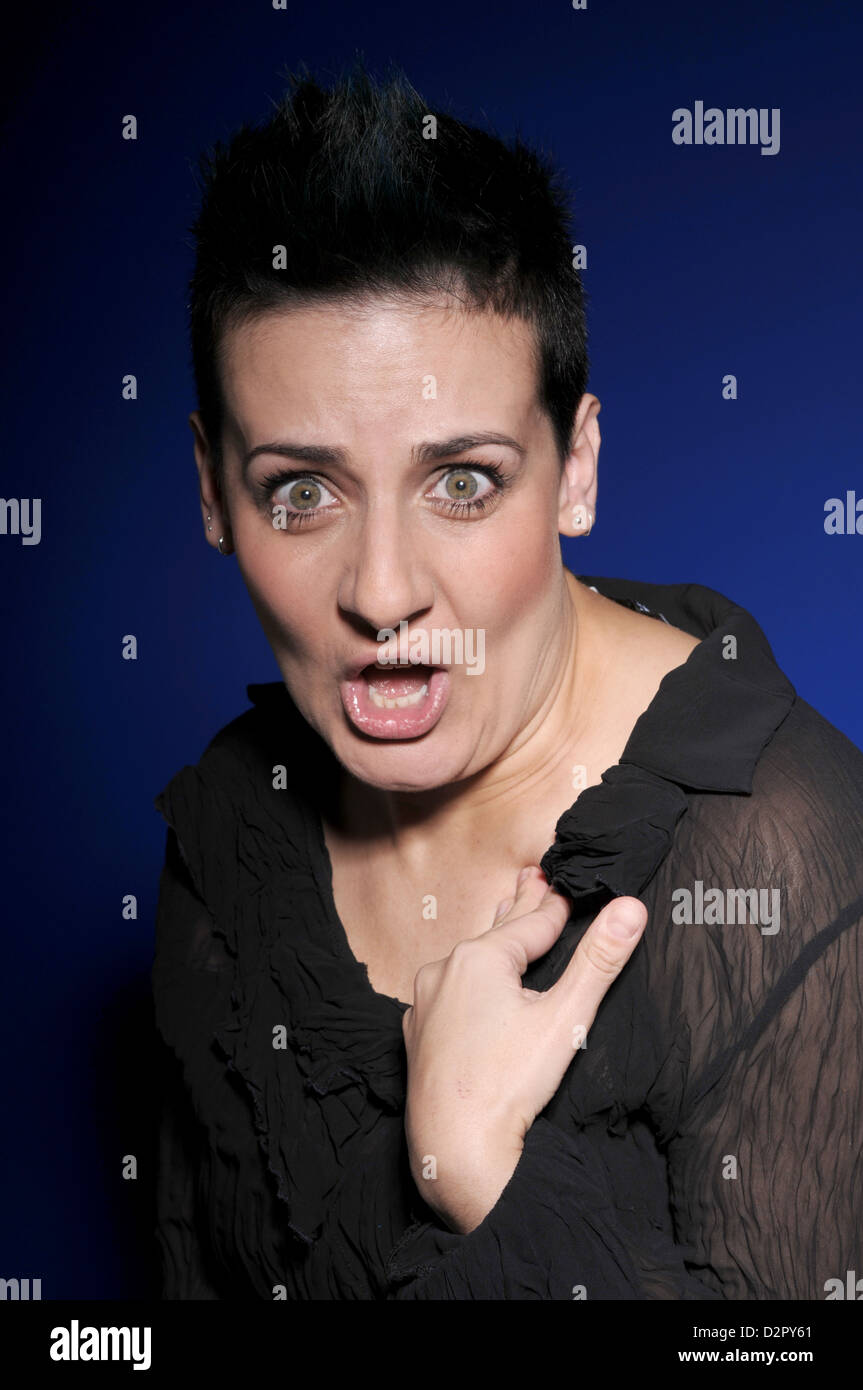 Angry woman face close up hi-res stock photography and images - Alamy