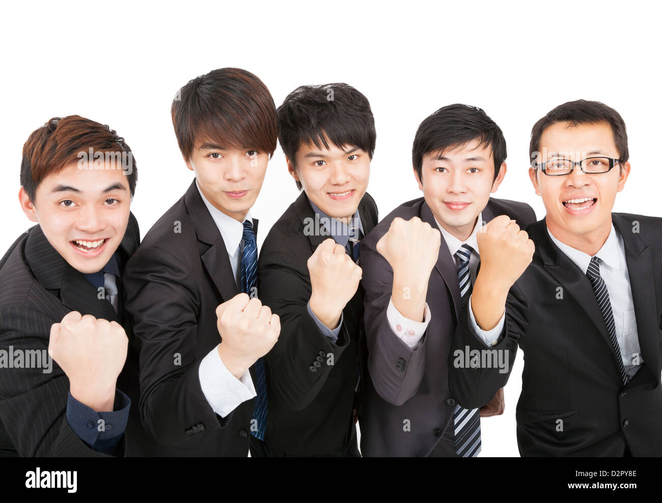 happy asian business team with success gesture Stock Photo - Alamy