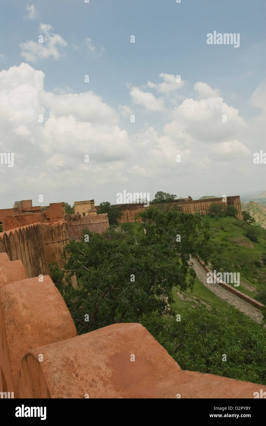 Defensive wall of a fort, Jaigarh Fort, Jaipur, Rajasthan, India Stock ...