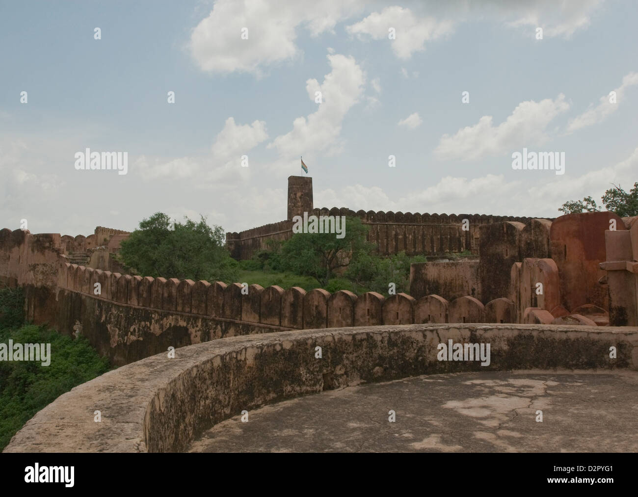 Defensive wall of a fort, Jaigarh Fort, Jaipur, Rajasthan, India Stock ...