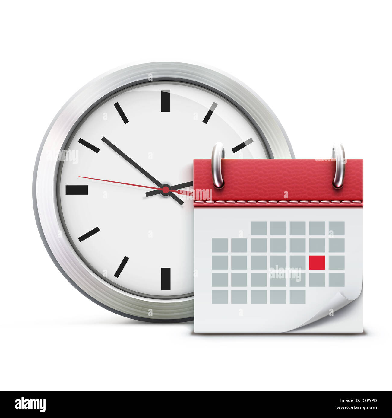 timing concept with classic office clock and detailed calendar icon ...
