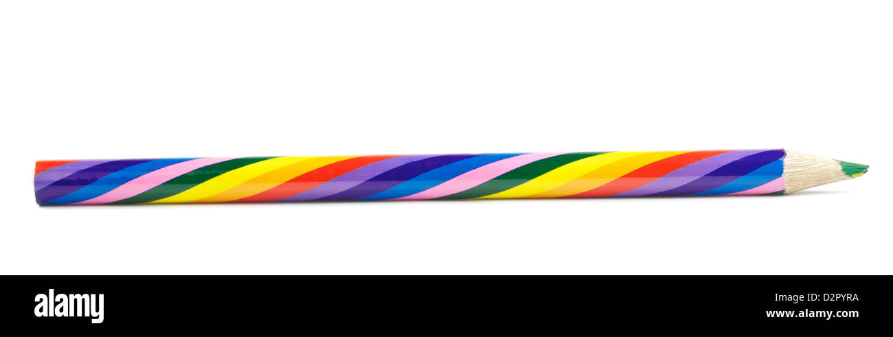 striped colorful pencil isolated on white background Stock Photo - Alamy