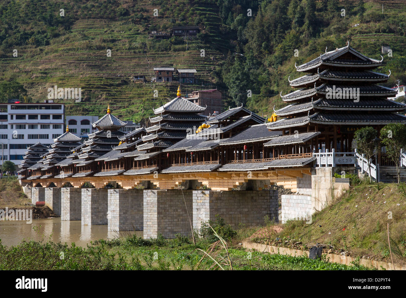 Bridge at Longsheng, Guangxi, China, Asia Stock Photo - Alamy