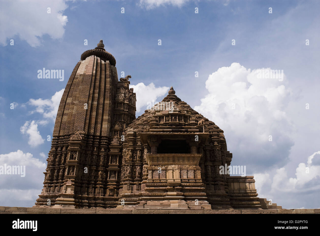 Low angle view of a temple, Lakshmana Temple, Khajuraho, Chhatarpur ...