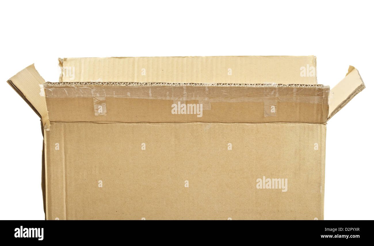 open empty cardboard box isolated on white Stock Photo - Alamy
