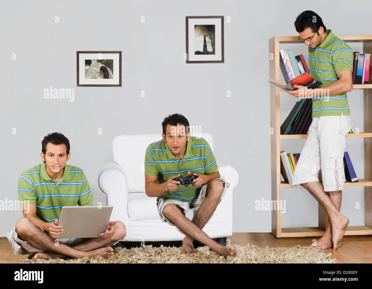 Multiple images of a man involved in different activities Stock Photo ...