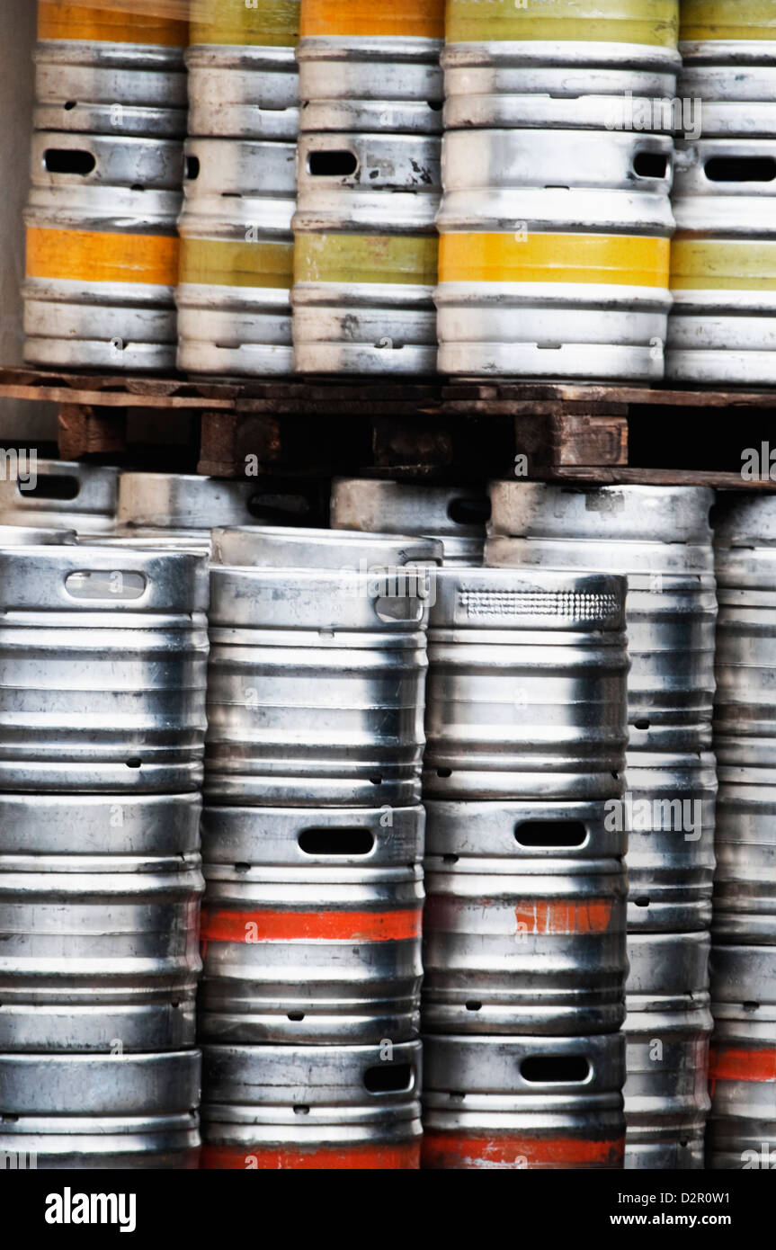 Stack of beer barrels in a brewery, Eggenberg, Cesky Krumlov, South ...