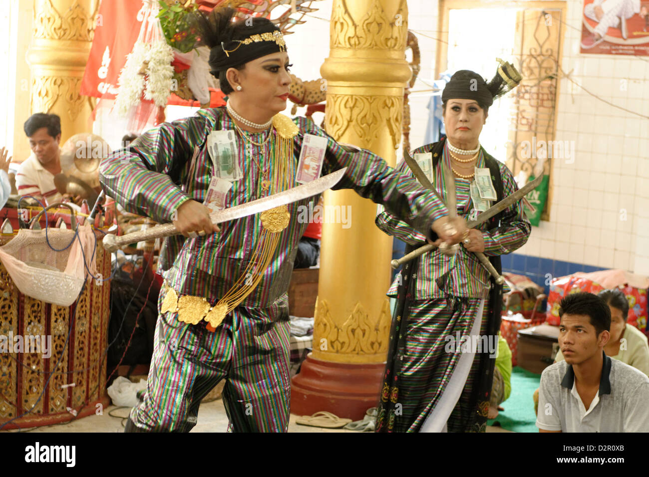 Yangon U Win Hlaing, a famous nat-kadaw (medium), Festival of Ko Myo ...