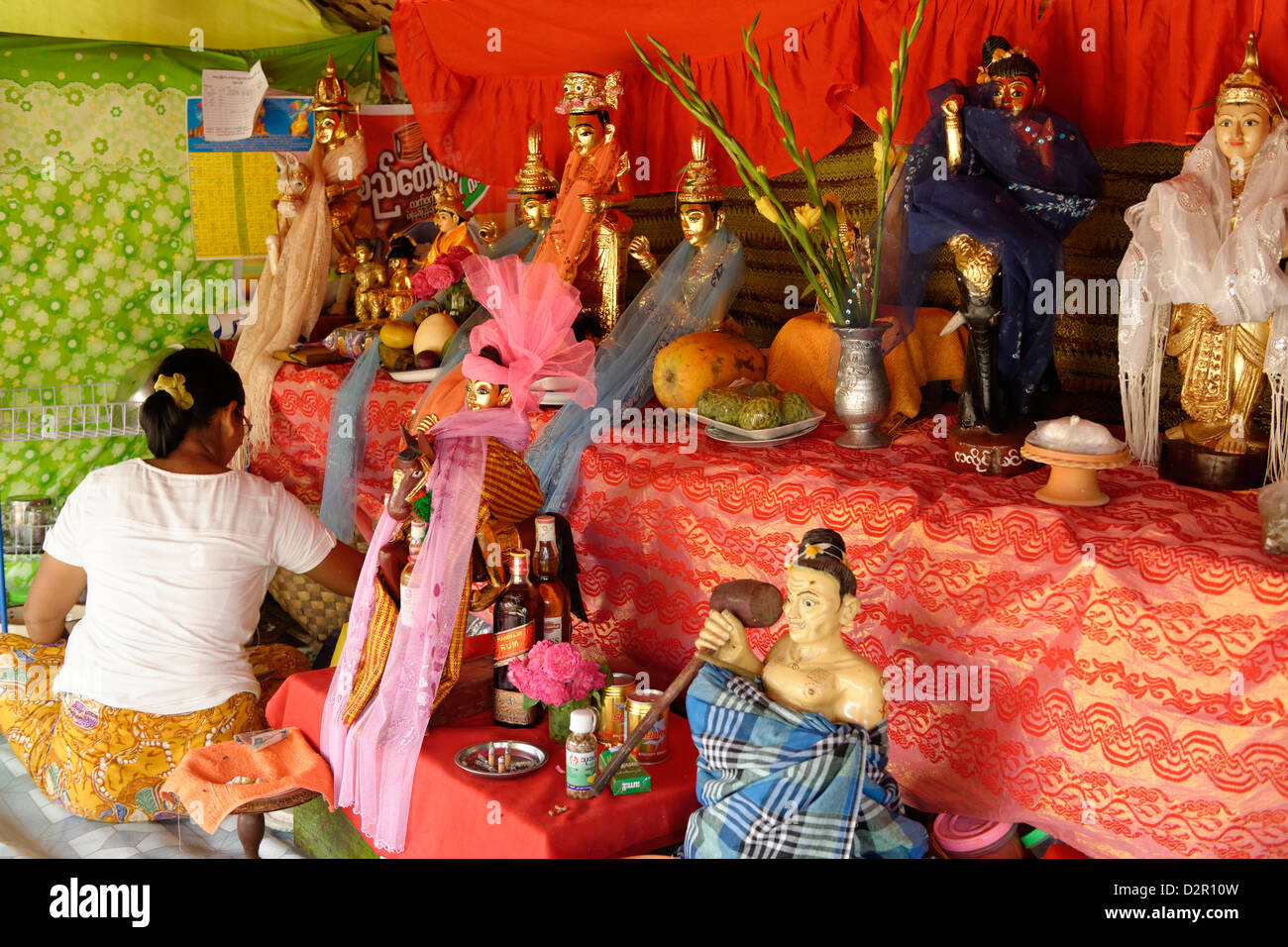 Nats altar during the Yadanagu Nats Festival, Amarapura, Mandalay ...