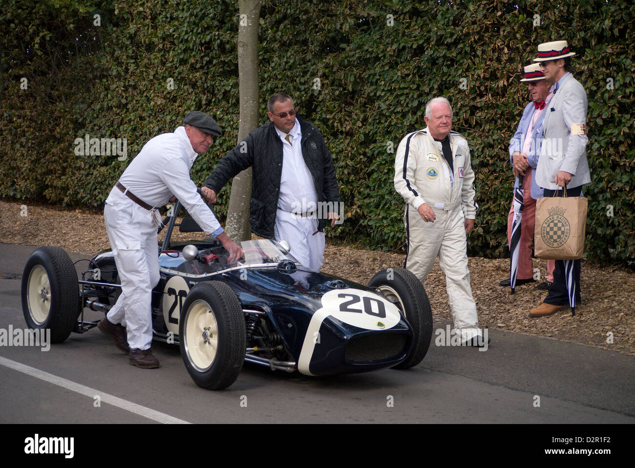Historic GP cars in the paddock at Goodwood Revival meeting Stock Photo ...