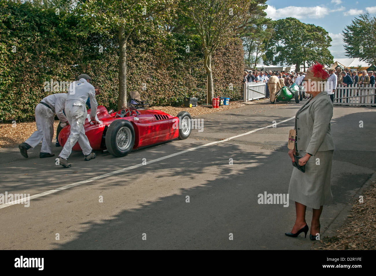 Historic GP cars in the paddock at Goodwood Revival meeting Stock Photo ...