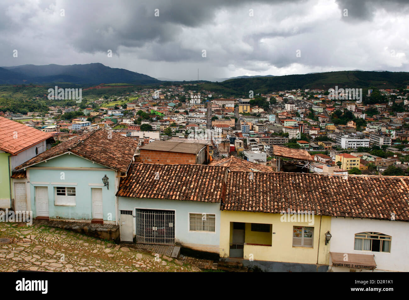 View over Congonhas seen from the terrace of The Basilica do Bom Jesus ...