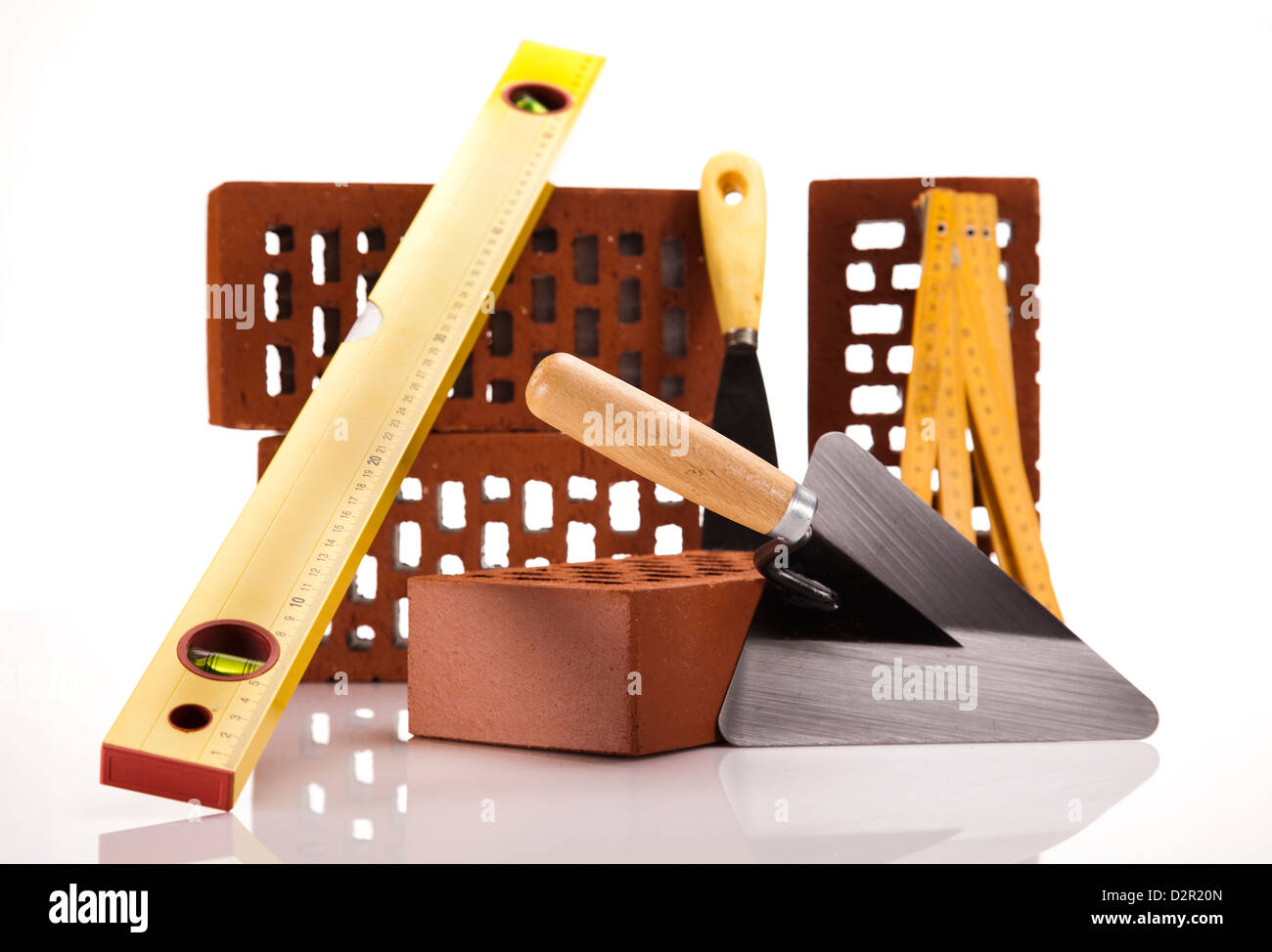 Building house,trowel and bricks Stock Photo - Alamy