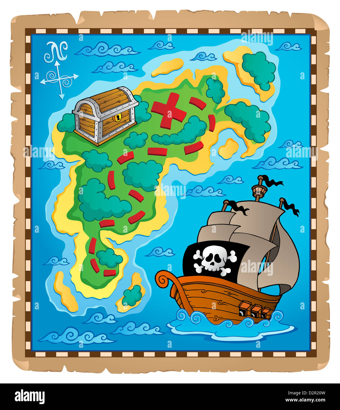 Treasure map theme image 2 - picture illustration Stock Photo - Alamy
