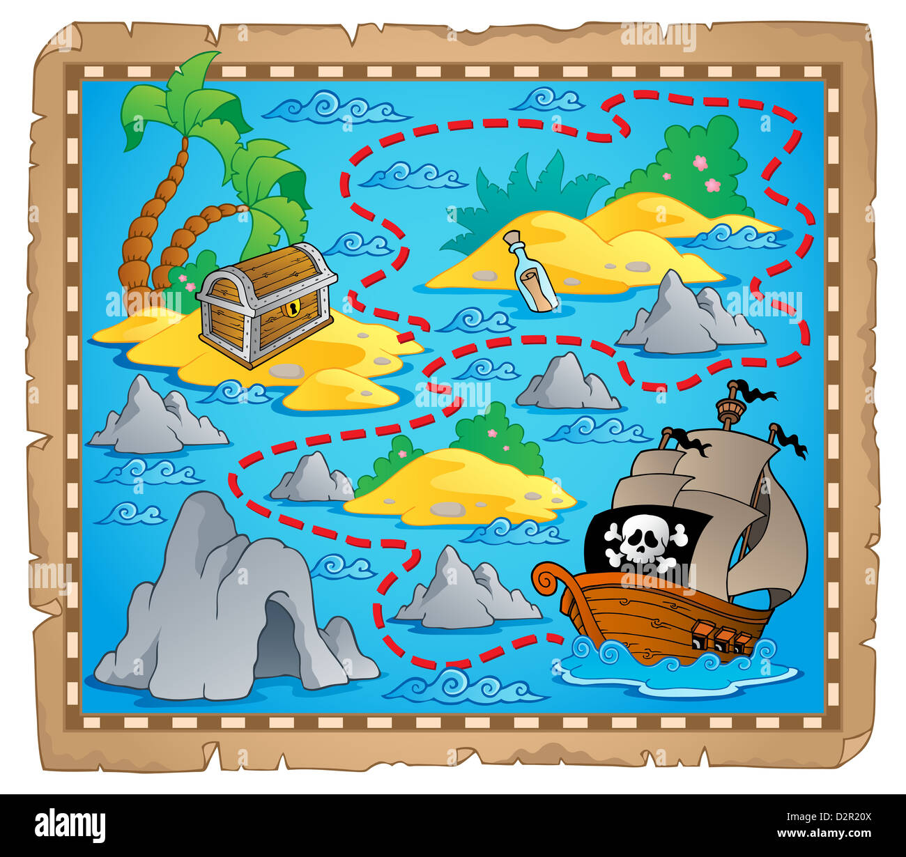 Treasure map theme image 3 - picture illustration Stock Photo - Alamy