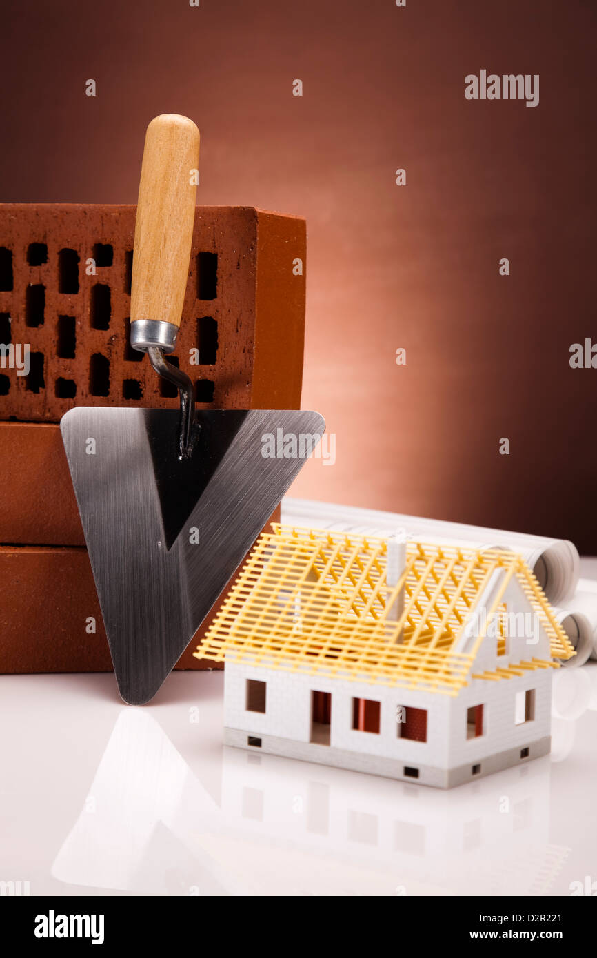 Trowel and bricks Stock Photo - Alamy