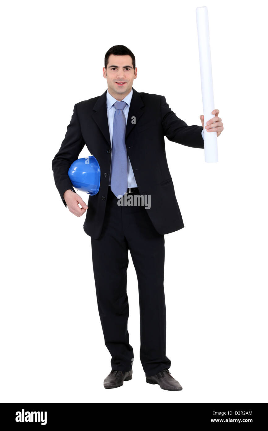 Architect holding blueprints Stock Photo - Alamy Architect holding blueprints Stock Photo - Alamy