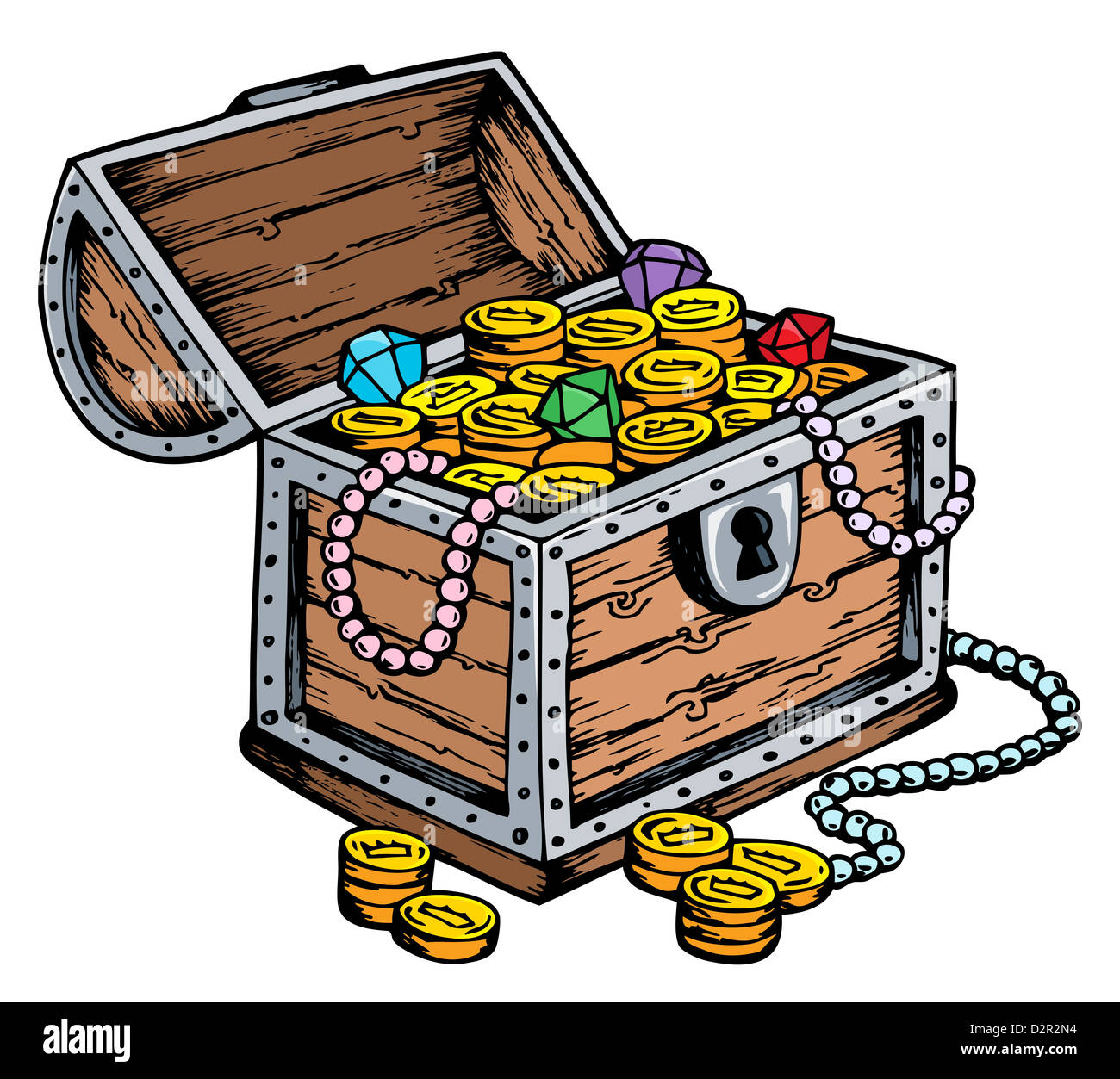 Treasure chest drawing - picture illustration Stock Photo - Alamy