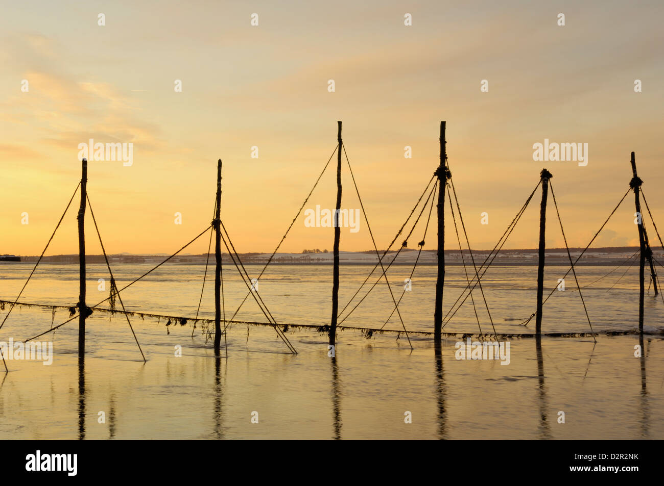 Salmon fishing nets, Solway Firth, near Creetown, Dumfries and Galloway ...