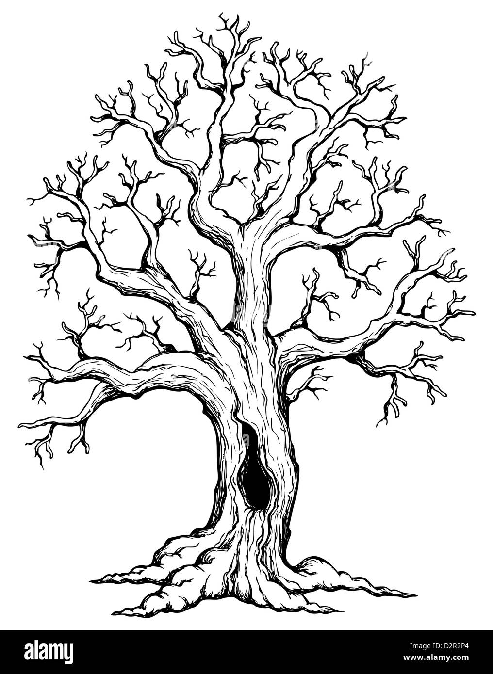 Tree theme drawing 1 - picture illustration Stock Photo - Alamy