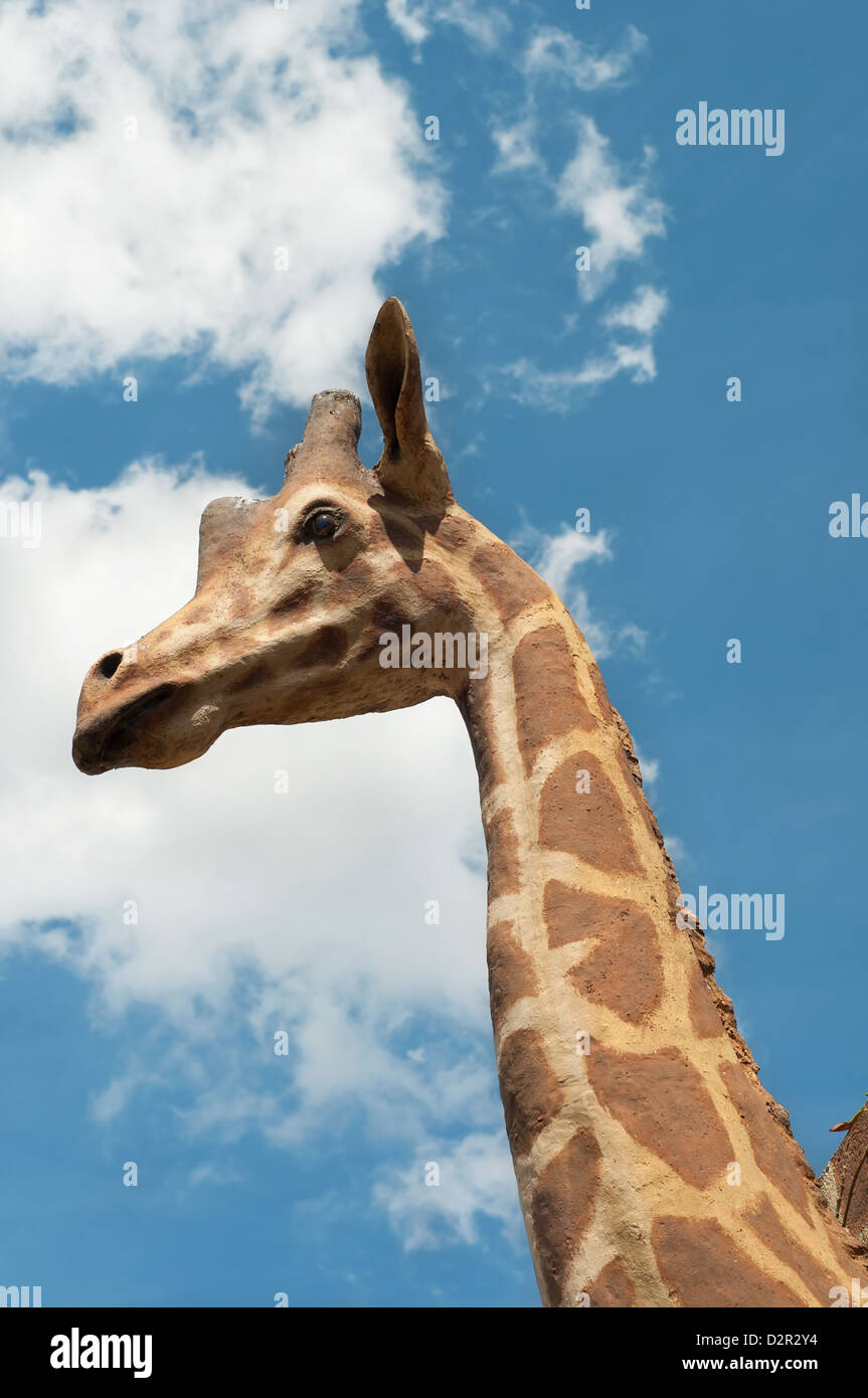 Giraffe portrait on sky background, stuffed animal Stock Photo - Alamy