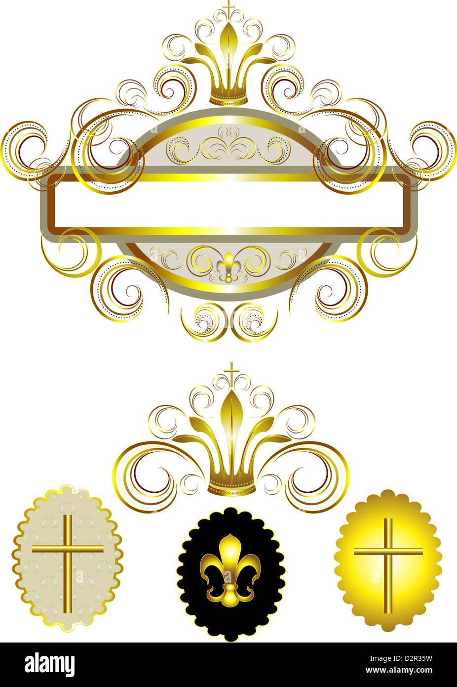 Classic old frame with a gold cross Stock Photo - Alamy