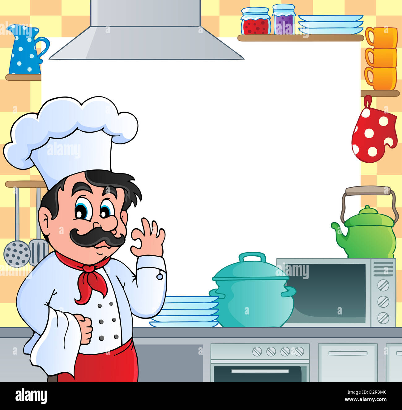 Kitchen theme frame 1 - picture illustration Stock Photo - Alamy