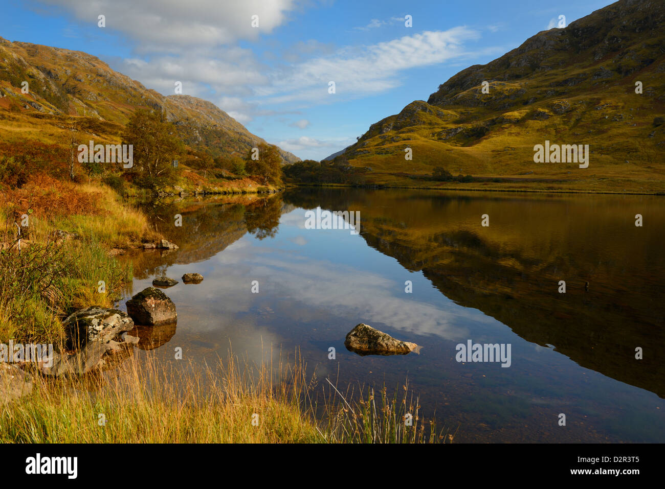 Reflection of autumn colours, Loch Eilt, Highlands, Scotland, United Kingdom, Europe Stock Photo ...
