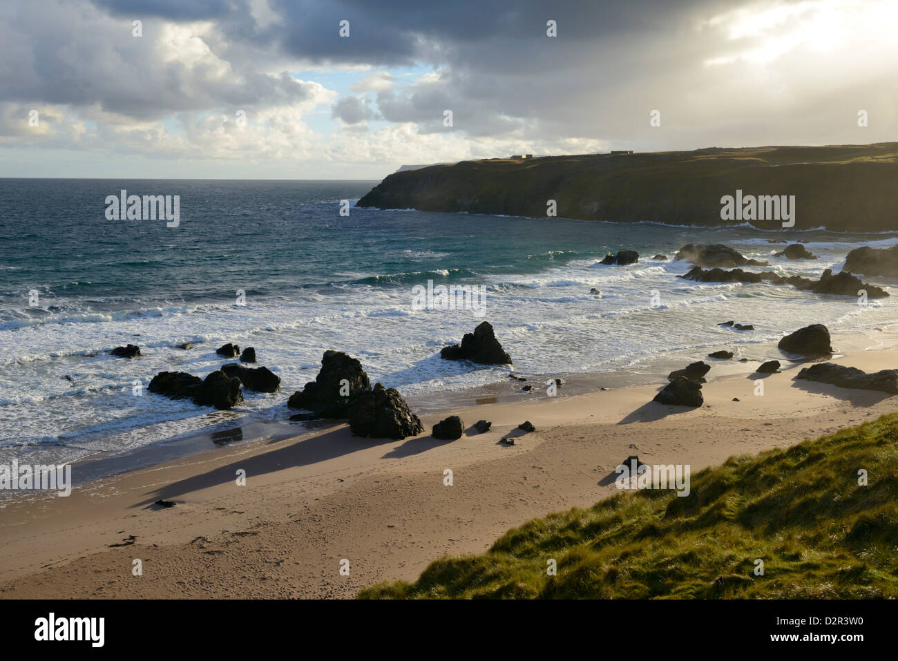 Rugged rocky shoreline, Sango Bay, Durness, Highlands, Scotland, United ...