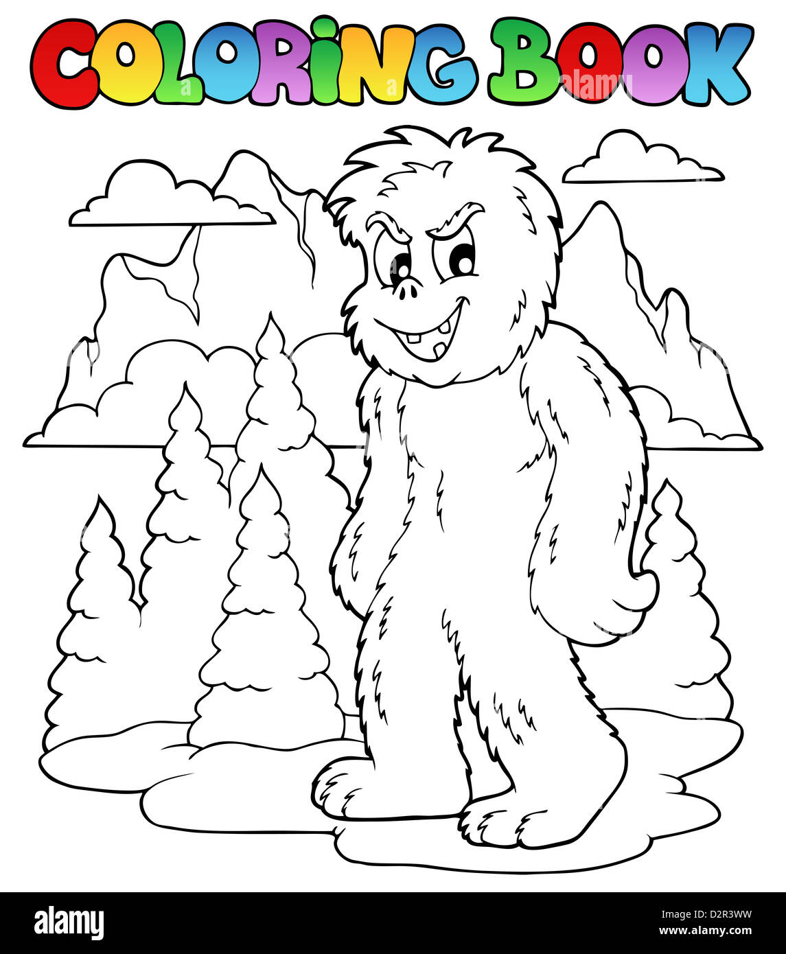 Coloring book with yeti 1 - picture illustration Stock Photo - Alamy