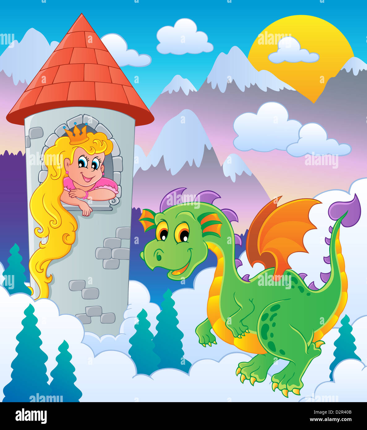 Dragon topic image 1 - picture illustration Stock Photo - Alamy