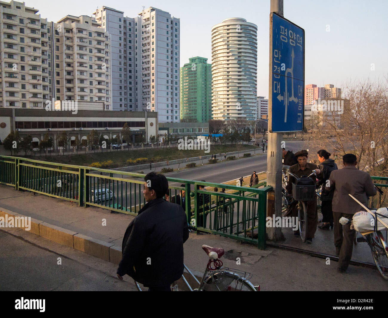 Typical street scene in the capital, Pyongyang, Democratic People's ...