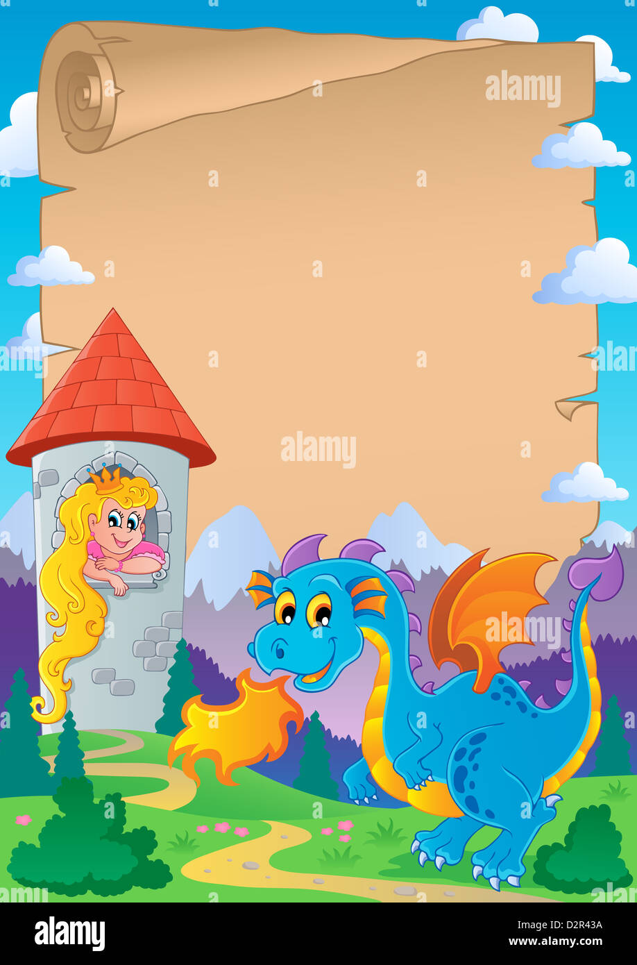 Fairy tale theme parchment 2 - picture illustration Stock Photo - Alamy