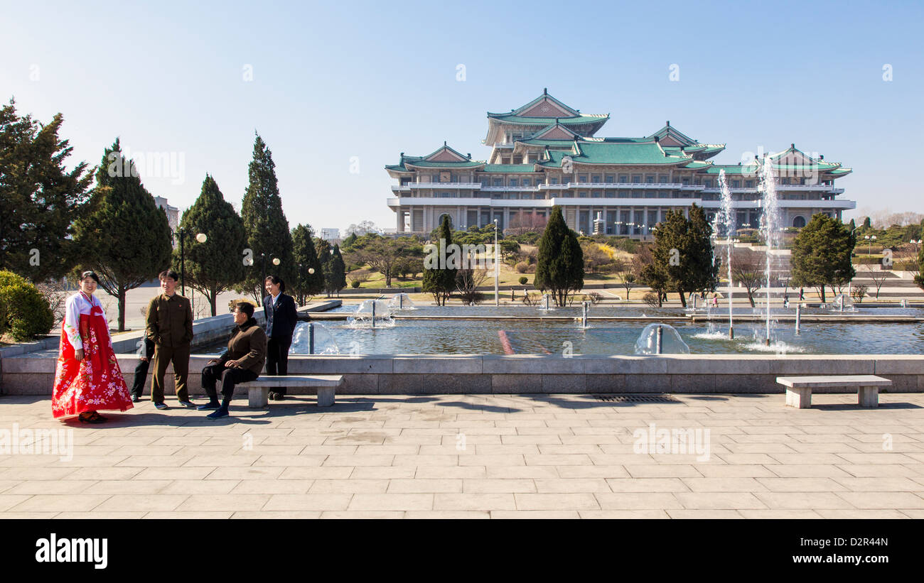 Mansudae Arts Theatre and fountains, Pyongyang, Democratic People's ...