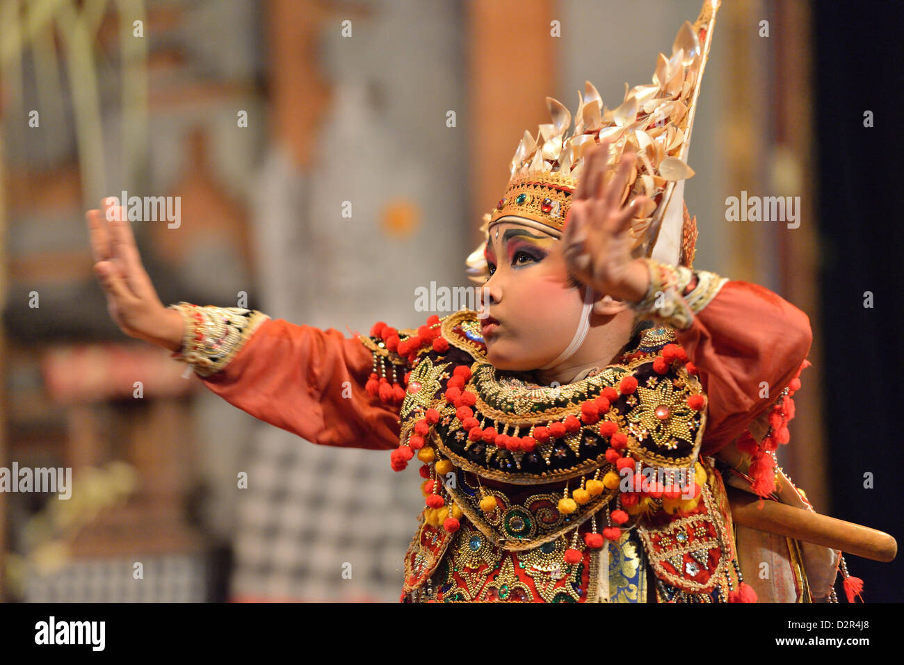 Balinese dancers during a show in Ubud; Central Bali, Indonesia Stock ...