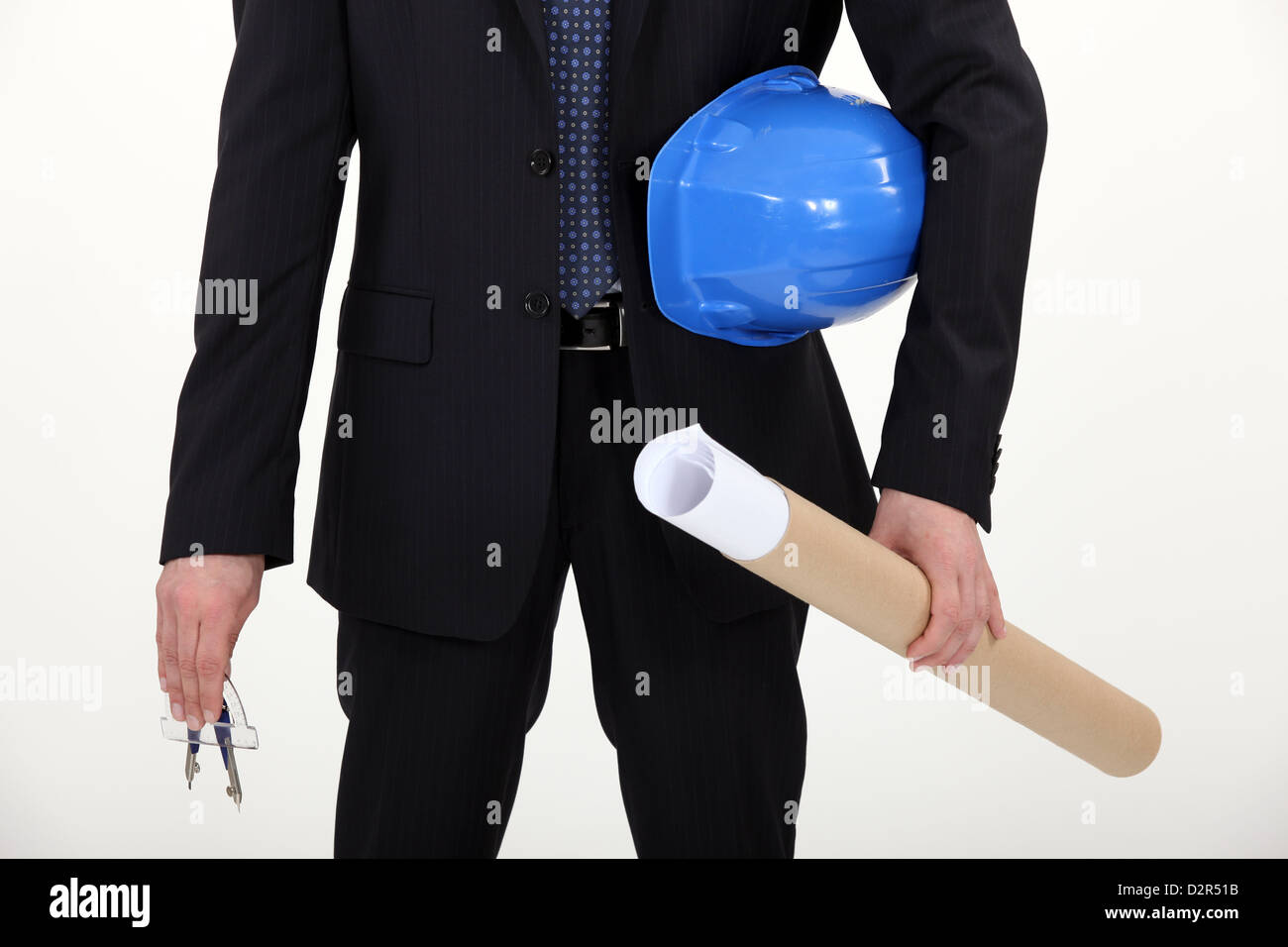 Architect protecting plans in a tube Stock Photo - Alamy