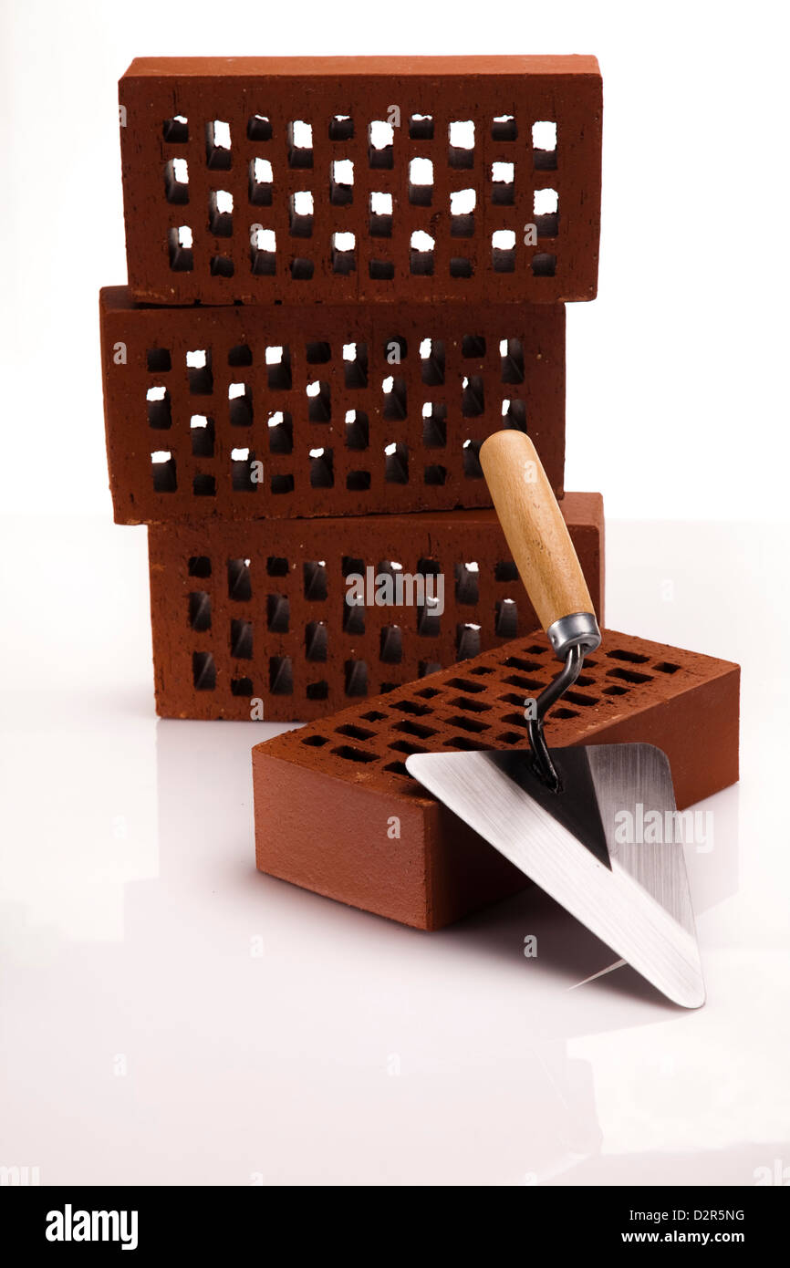 Trowel and bricks Stock Photo - Alamy