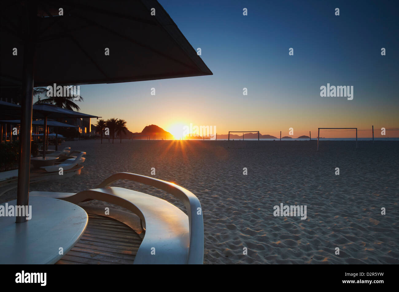 Sunrise on Copacabana beach, Rio de Janeiro, Brazil, South America ...