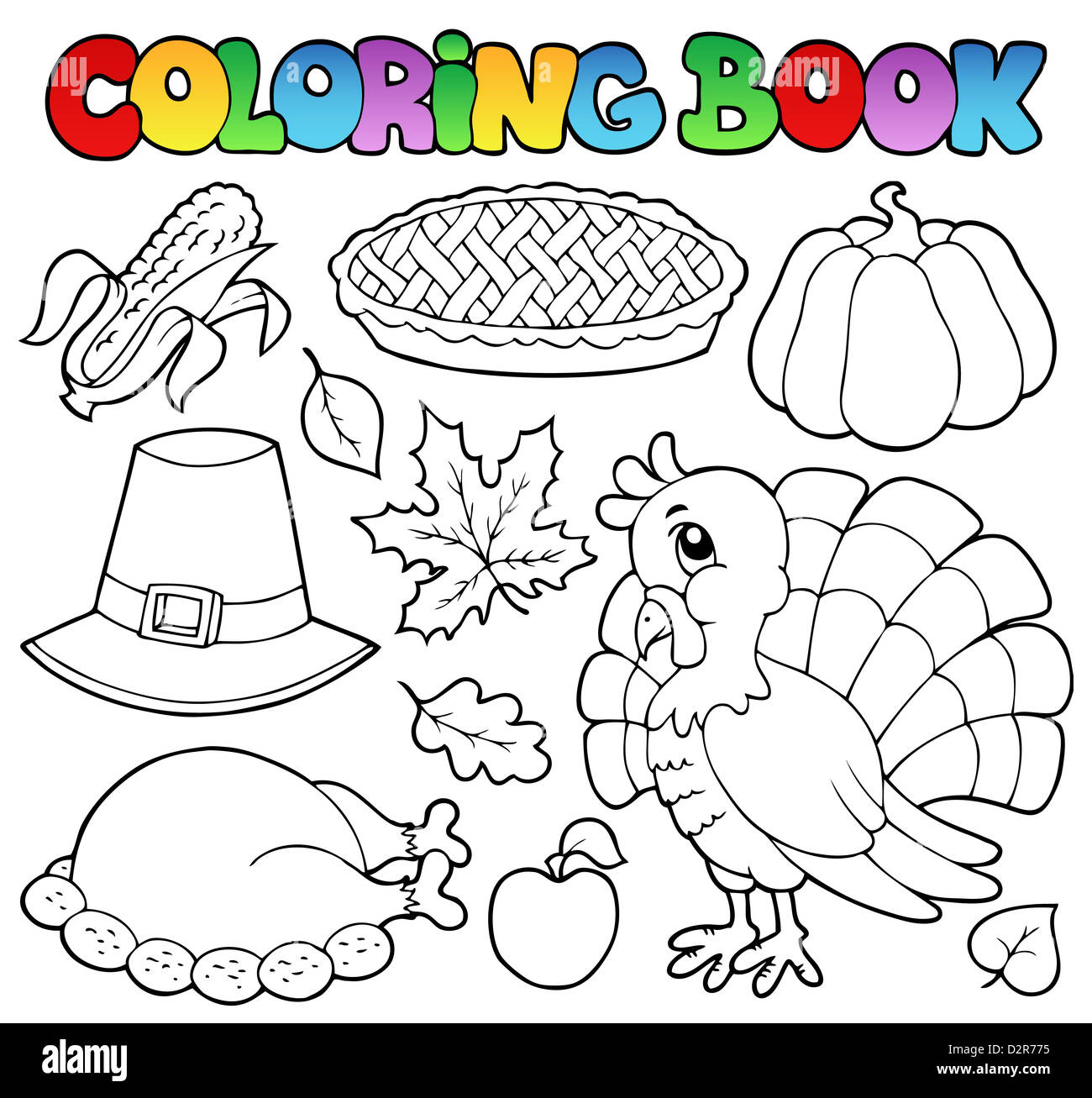 Coloring book Thanksgiving image 1 - picture illustration Stock Photo ...